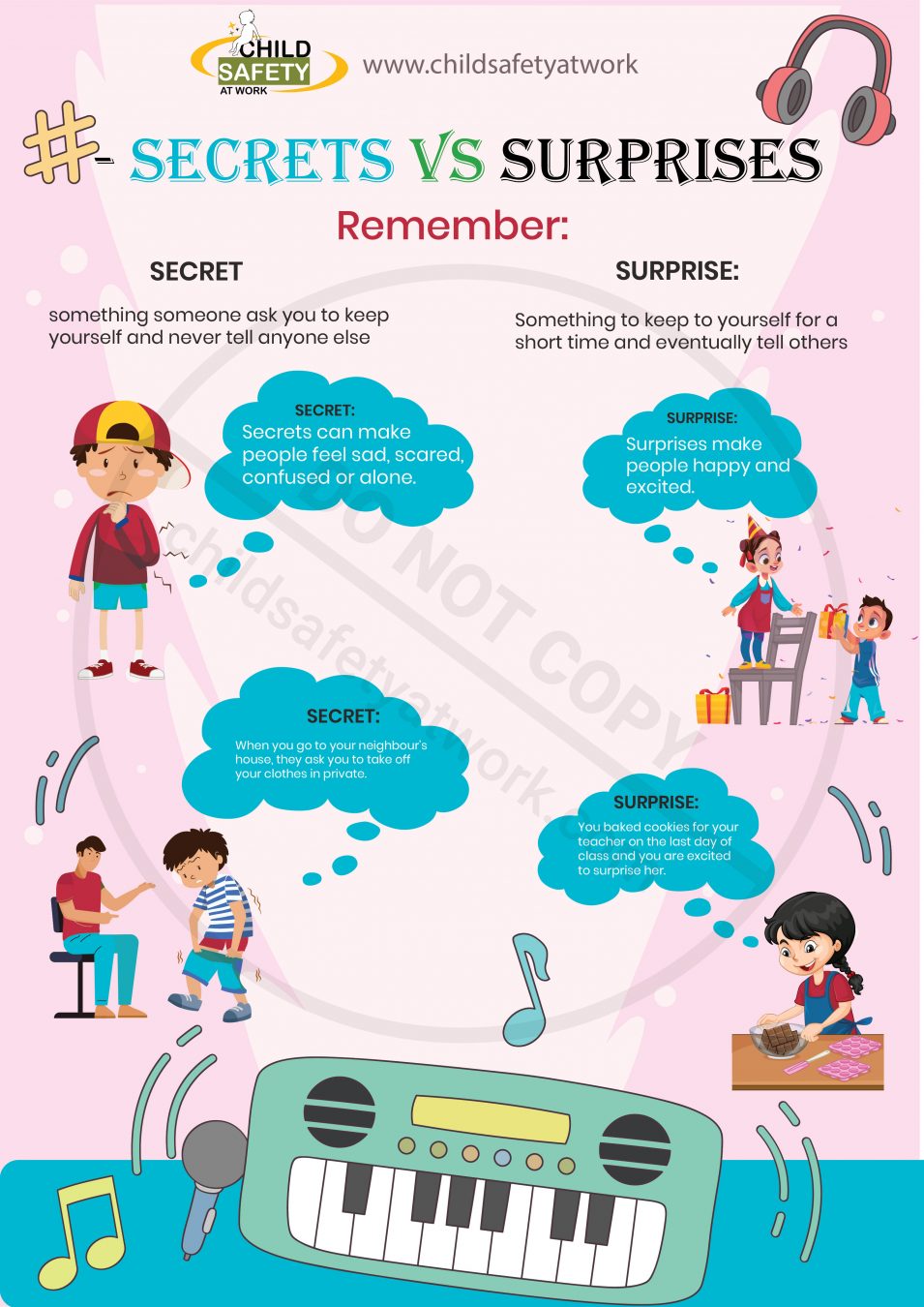 Secrets Vs Surprises Poster - Child Safety at Work