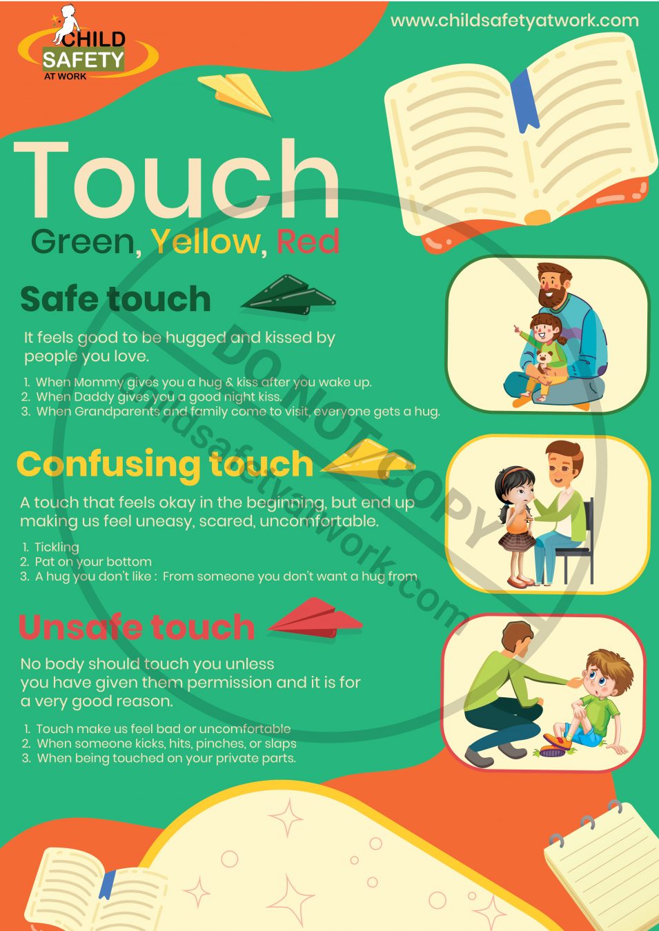 Touch Green, Yellow & Red Poster - Child Safety at Work